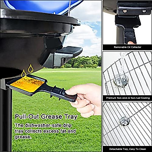 High Power 1800W Electric Smokeless Barbecue Grill Indoor/Outdoor for 15-Serving Patio ManVi Nonstick Portable Removable Stand Grill to Cooking,BBQ Party,Trip