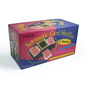 TAAVOP Automatic Card Shuffler, 1-2 Deck Battery-Operated Electric Poker Card Shuffler Machine, for Playing CardsUNO (Black), 8 x 4 x 4 inches；15.11 Ounces