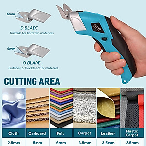 VLOXO Cordless Electric Scissors with 2 Blades Rechargeable Powerful Shears Cutting Tool for Fabric Cardboard Carpet Leather Felt with Charger