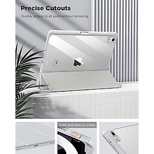 TiMOVO Case for iPad Air 11 Inch M2 2024 with Pencil Holder, iPad Air 6th/5th/4th Generation Case (2024/2022/2020) 10.9 Inch, Slim Stand Protective Cover with Transparent Back Shell, Light Gray(V1)