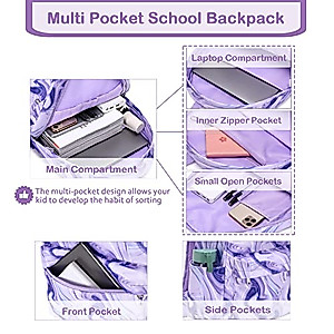 Kids Backpack Set for School, 3PCS School Bookbag Set with Square Lunch Bag Pencil Pouch, Water Resistant Large Capacity School Bag for Elementary Middle High School Girls Boys