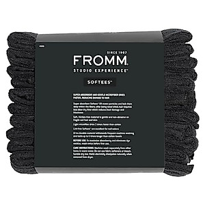 Fromm Softees Microfiber Salon Hair Towels for Hairstylists, Barbers, Spa, Gym in Black, 16" by 29", 10 count Perfect Hair Care Towel for Drying Curly, Long, Wavy Hair