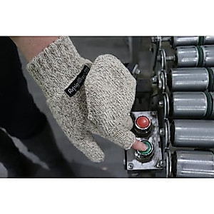 RefrigiWear Thinsulate Insulated Ragg Wool Convertible Mitten Fingerless Gloves with Suede Palm (Brown, X-Large)