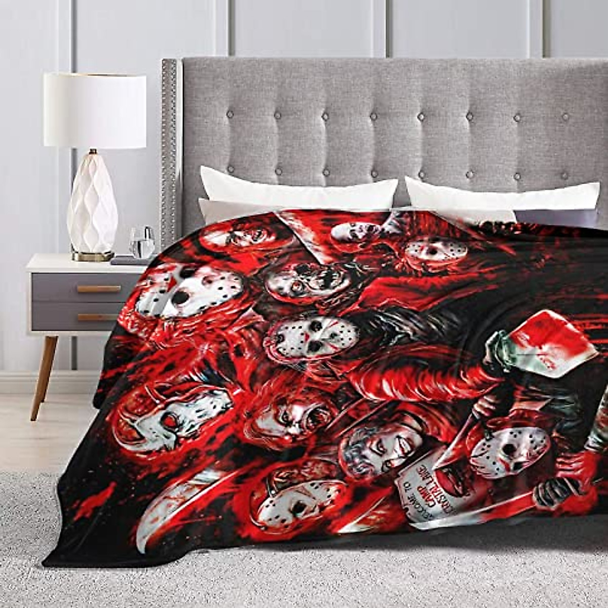 Finddoor Horror Blanket, Horror Bed Throws Blankets Soft Plush Sofa Bed Purple Blanket All Se ason, Comfortable Lightweight Luxury Super Soft Gift, 60''x50''