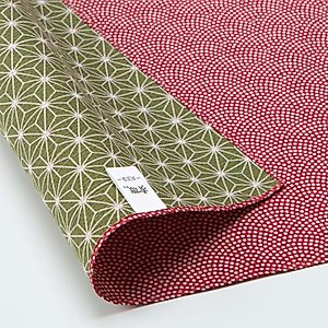Yu-soku Furoshiki Wrapping Cloth Japanese Traditional Fabric Reversible Komon x Flax Ornament Red/Green Small 19.68" x 19.68"