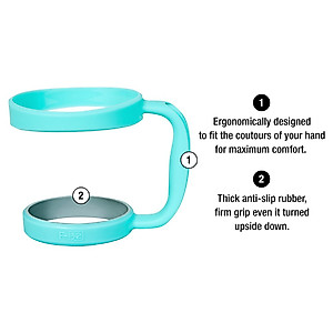 F-32 Handle - 19 COLORS - 40Oz, 30oz or 20oz size available - Compatible with 30 oz YETI and 30 oz. OZARK TRAIL Tumbler Travel Mug (30OZ, SEAFOAM BLUE)