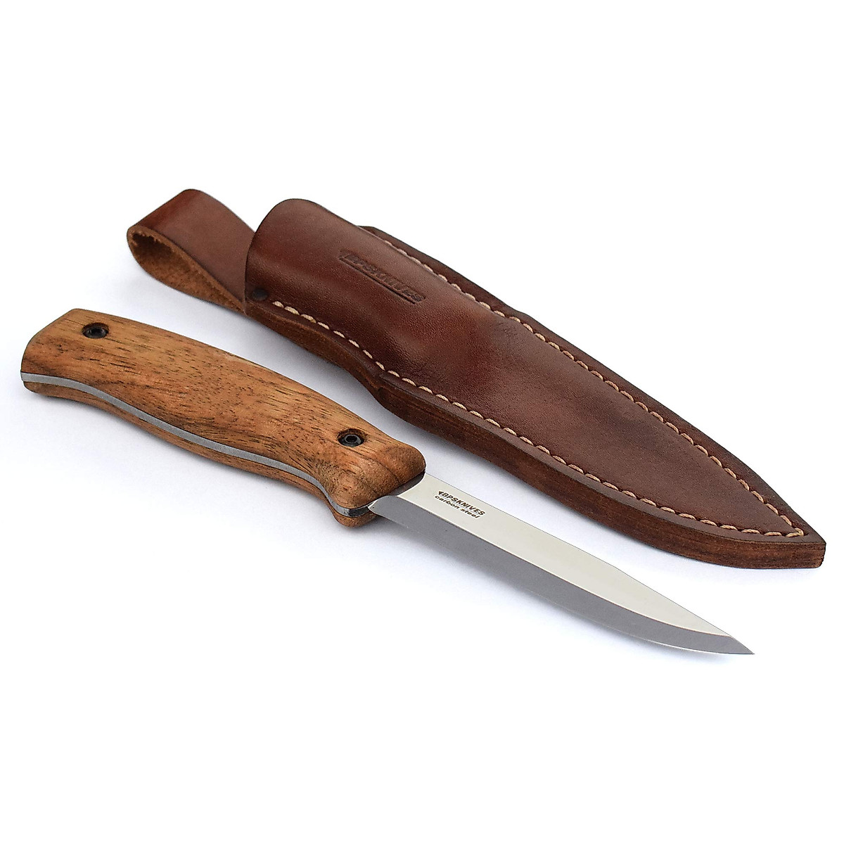 BPS Knives Set HK1S and BS3S Set - Carbon Steel Knives Full Tang Knives with Leather Sheaths Scandi Grind Camping Bushcraft Knives Bushlore