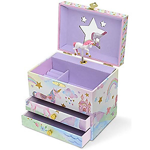 Jewelkeeper Unicorn Music Box & Little Girls Jewelry Set - 3 Unicorn Gifts for Girls - Unicorn Jewelry Box for Girls - Music Boxes for Girls