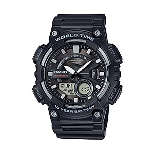 Casio Men's AEQ110W-1AV Analog and Digital Quartz Black Watch