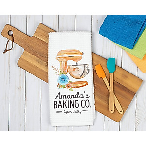 Personalized Baking Co. Kitchen Towel | Custom Waffle Weave Dish Towel | Personalized Kitchen Towel | Housewarming Gift | Wedding Gift | Housewarming Gift | Mixer Kitchen Towel | Baking Towel