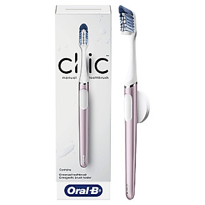 Oral-B Clic Toothbrush, Rose, with Brush Head and Magnetic Toothbrush Holder