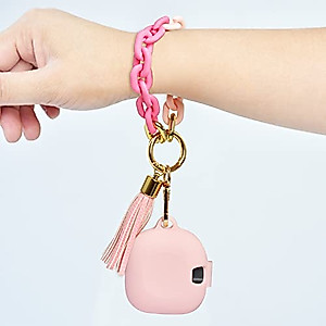 Beats Fit Pro Case with Keychain, ORATYFAN Silicone Shock-Absorbing Protector Cover for Apple Beats Fit Pro, Portable Protective Earbuds Case Accessories for Women Girls (Pink)