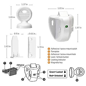 BBTKCARE Cabinet Locks for Babies | Adhesive Magnetic Baby Locks | Baby Proofing | Set of 4 Locks and 1 Keys
