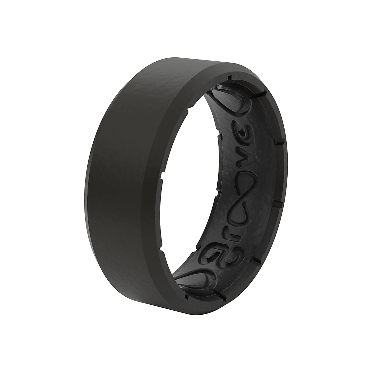 Groove Life Edge Black/Black Silicone Ring - Breathable Rubber Wedding Rings for Men, Lifetime Coverage, Unique Design, Comfort Fit Ring - Size 12