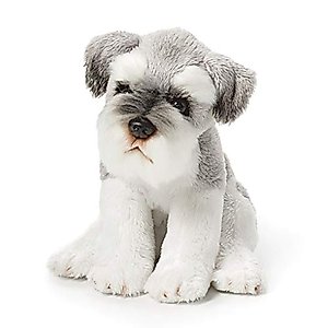 DEMDACO Schnauzer Children's Plush Beanbag Stuffed Animal Toy, Light Grey