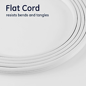 GE 3-Outlet Flat Extension Cord 15 Ft Grounded Extension Cord with Multiple Outlets 3 Prong Outlet Extender Flat Plug Power Strip Indoor Extension Cord 16 Gauge UL Listed White 56986