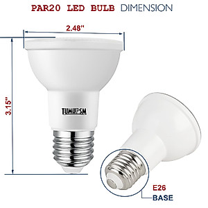 TUMUPSM LED PAR20 Light Bulbs Dimmable 3000K Warm White, 7W 600LM E26 Flood Bulb, 50W 60W Halogen Equivalent, 40 Degree Track Recessed Led Bulb, 4 Pack