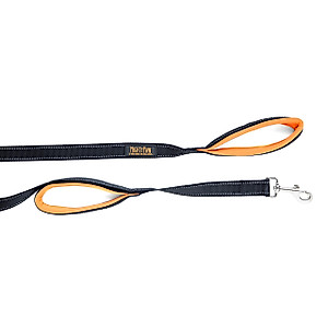 Mighty Paw Dual Handle Dog Leash - Reflective for Night Safety - Padded Leash - Dog Leash with Two Handles - Dog Leash with Carabiner Clip - Traffic Handle Leash - 6 Feet Long Dog Leash (Black/Orange)