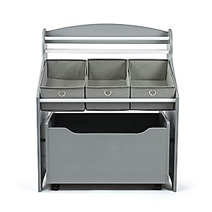 Humble Crew 3-in-1 Toddler Size Storage Organizer with Rolling Toy Box, Grey