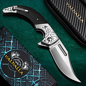 VALHALLA Pocket Knife, 3.7'' D2 Steel Folding Knife, Pocket Knife for Men with G10 Handle, Gifts for Men (TYRANNOSAURUS REX)