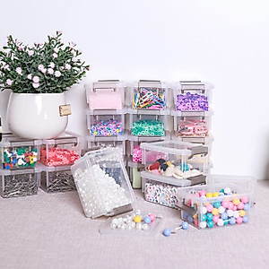 Citylife 20 Packs Plastic Bead Organizers 0.18 QT Clear Storage Containers with Lids for Craft Storage Small Storage Box, 3.7 x 2.8 x 1.8 Inches