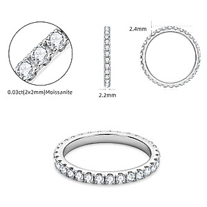 AINUOSHI Eternity Ring, 925 Sterling Silver Moissanite Stacking Rings for Women 2mm Round Cut Ideal Trendy Engagement Wedding Band Size 4-10 (7, Eternity Ring)
