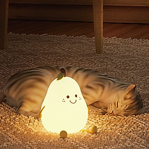 Neioaas Children's Cute Lamp,Cute Night Light, Pear Shaped Night Light, Silicone Bedside Lamp Warm Lamp 7 Color USB Charging Mini Table Lamp, Bedroom Decoration, Children's Gift Valentine's Day Gift