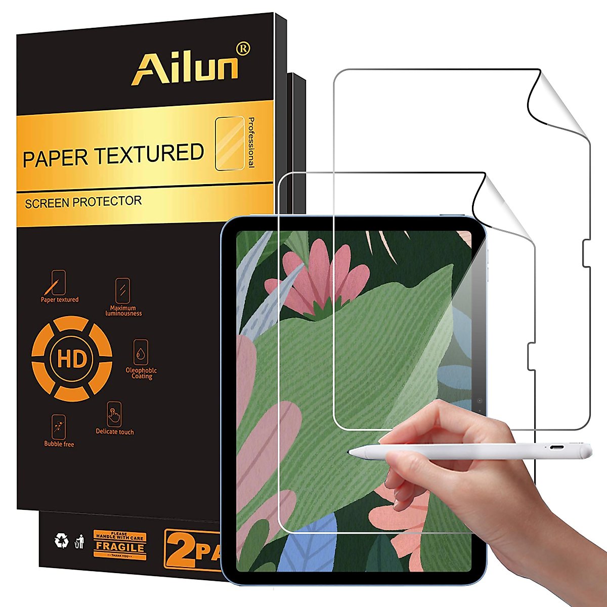 Ailun Paper Textured Screen Protector for iPad 10th Generation [10.9 Inch] [2022 Release] 2 Pack Draw and Sketch Like on Paper Textured Anti Glare Less Reflection [Not for iPad Air 10.9 Inch]