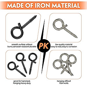 Hanger Christmas Lights Hanger Hooks Screw-in Outdoor Wiring, Easy Release Open Loop with Safety Buckle Design (Black,12 Pieces)