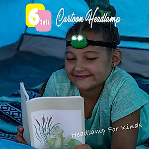 FANT.LUX Headlamp for Kids, Battery Powered LED Headlamps, Owl Frog Giraff Dog Fox Raccoon Theme Gift for Children's Day, Birthday, Toddlers - 6 PCS