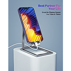 Adjustable Cell Phone Stand,Desk Phone Holder,Cradle,Dock,Aluminum Foldable Cell Phone Stand for Desk,iPhone Stand Holder for iPhone 14,Plus,Pro,Pro Max,13,12,All Android Smartphone Office Accessories
