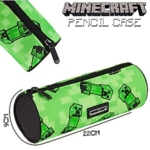 Minecraft Boy's Gamer School Pencil Case Round 22 cm Video Games Design Green