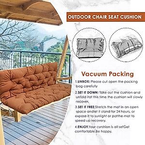 Isodjit Porch Swing Cushions, Swing Cushions 3 Seater Replacement, Swing Cushions for Outdoor Furniture with Backrest and Ties, for Patio Garden Furniture (Khaki, 60 x 40 in)