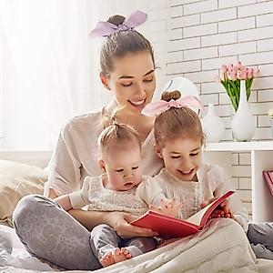 24 Pieces Hair Scrunchies Soft Scarves Scrunchies Elastic Hair Bands Bow Hair Ties Rabbit Ears Scrunchy Ponytail Holder Hair Accessories for Women Girls (Style A)