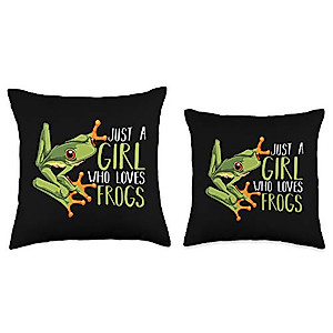 Best Gift Ideas Frog Animal Lover Just a Girl Who Loves Frogs Aquarium Amphibians Animal Lover Throw Pillow, 18x18, Multicolor