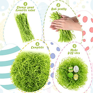 Zonon 10.6 oz/ 300 g Easter Basket Grass Filler Paper Easter Basket Stuffing Grass Bulk Shredded Tissue Easter Grass Gift Filler for Easter Egg Basket Stuffer Party Supplies DIY Candy Package (Green)