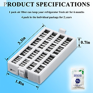 W10311524 AIR1 Refrigerator Air Filter Cartridge Replacement for Whirlpool Kenmore Refrigerator Compatible with Fresh Flow Refrigerator Air Filter, 3 Pack, White