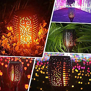 Liveasily 4 Pack Led Solar Torch Light with Flickering Flame Outdoor Waterproof, Solar Torches Stake Lights, Auto On/Off Solar Garden Lights Decorations