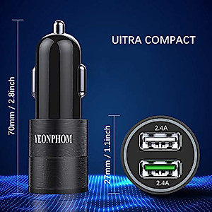 iPhone Car Charger[Apple MFi Certified] Compatible for iPhone 13 14 12 Pro/Mini/11 Pro Max/XS Max/XR/X/8/7/6/6S Plus/5S/5C/SE, 2.4A Dual USB Fast Car Phone Charger Adapter with 2x3ft Lightning Cable