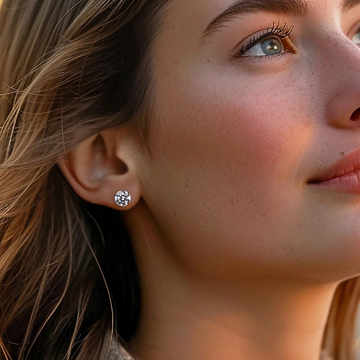 Ross-Simons Round CZ Stud Earrings in 14kt White Gold