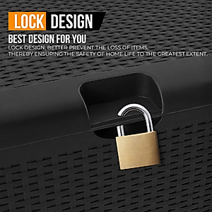 HOMEER Deck Box Plastic Rattan Storage Box Outdoor for Storage and Organization 120 Gallon Black