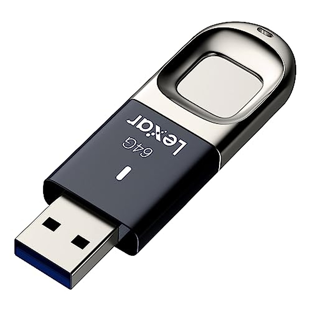 Lexar 64GB Jumpdrive Fingerprint F35 USB 3.0 Flash Drive for Storage Expansion and Backup, Up to 250MB/s Read, Black/Silver (LJDF35-64GBNL)