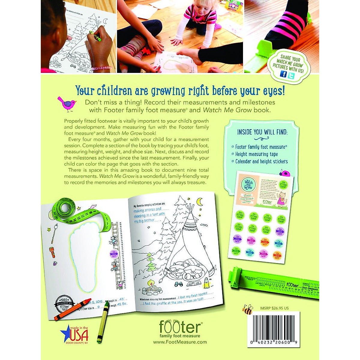 Footer Family Watch Me Grow, Memories & Milestones Keepsake, 4 Year Kit
