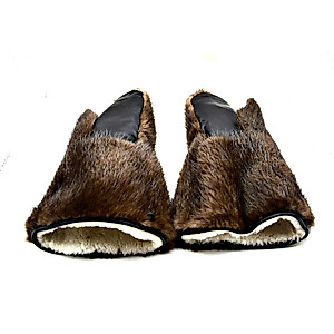 REAL BEAVER FUR MITTEN GLOVES (X-Large)