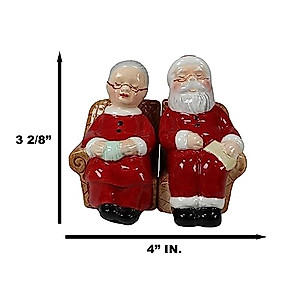 Ebros Gift North Pole Residence Mr And Mrs Santa Claus Sitting On Sofa Chair Christmas Couple Salt And Pepper Shakers Set Ceramic Figurines Party Kitchen Tabletop Collectible