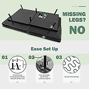 Hcore Convertible Futon Sofa Bed,Black Leather Memory Foam Loveseat Futons Sofa Couch,Small Euro Lounger Sofa for Compact Living Spaces,Apartment,Dorm,Studio,Guest Room, Home Office/Black Leather