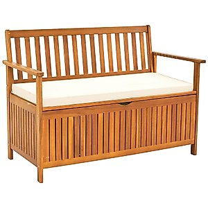 VINGLI 47in Outdoor Storage Bench Outdoor Bench with Storage, Garden Bench Patio Bench 43 Gallon Deck Storage Bench Porch Bench Wood Storage Bench