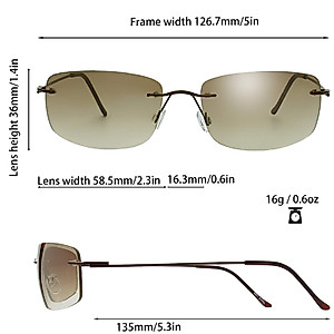 The Fresh Minimalist Small Rectangular Sunglasses Clear Eyewear - Gift Box Package (103-Brown, Gradient Brown, 58)