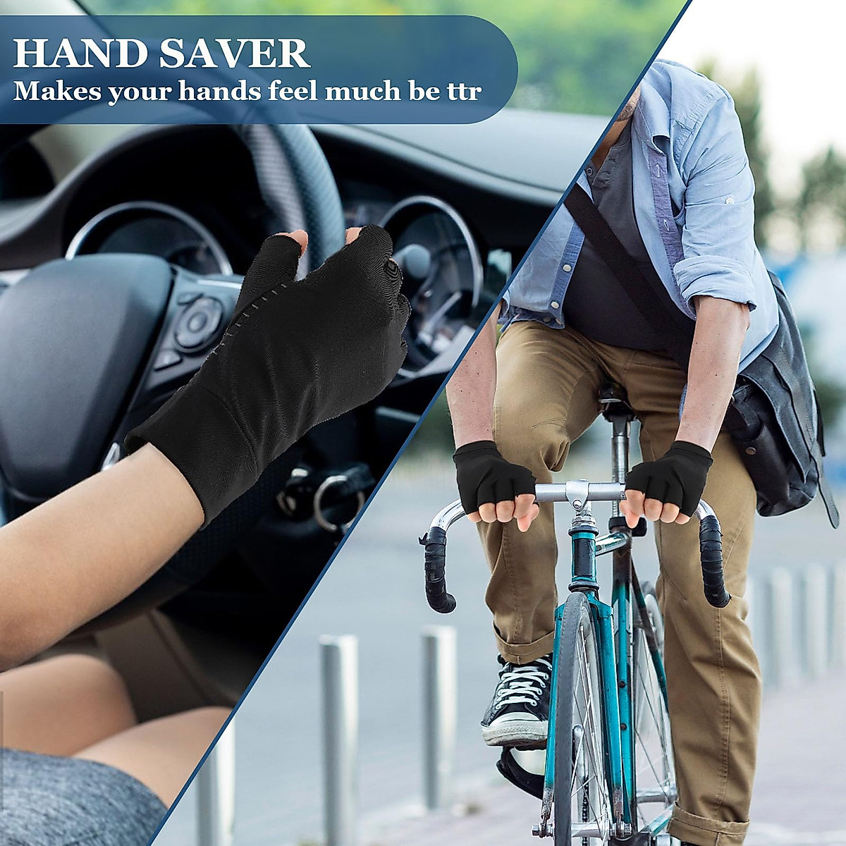 COMNICO 1 Pair Compression Arthritis Gloves Breathable Fingerless Compression Gloves Copper Infused Non-slip Gloves for Women Men Relieve Hand Pain Rheumatoid Pains (L)