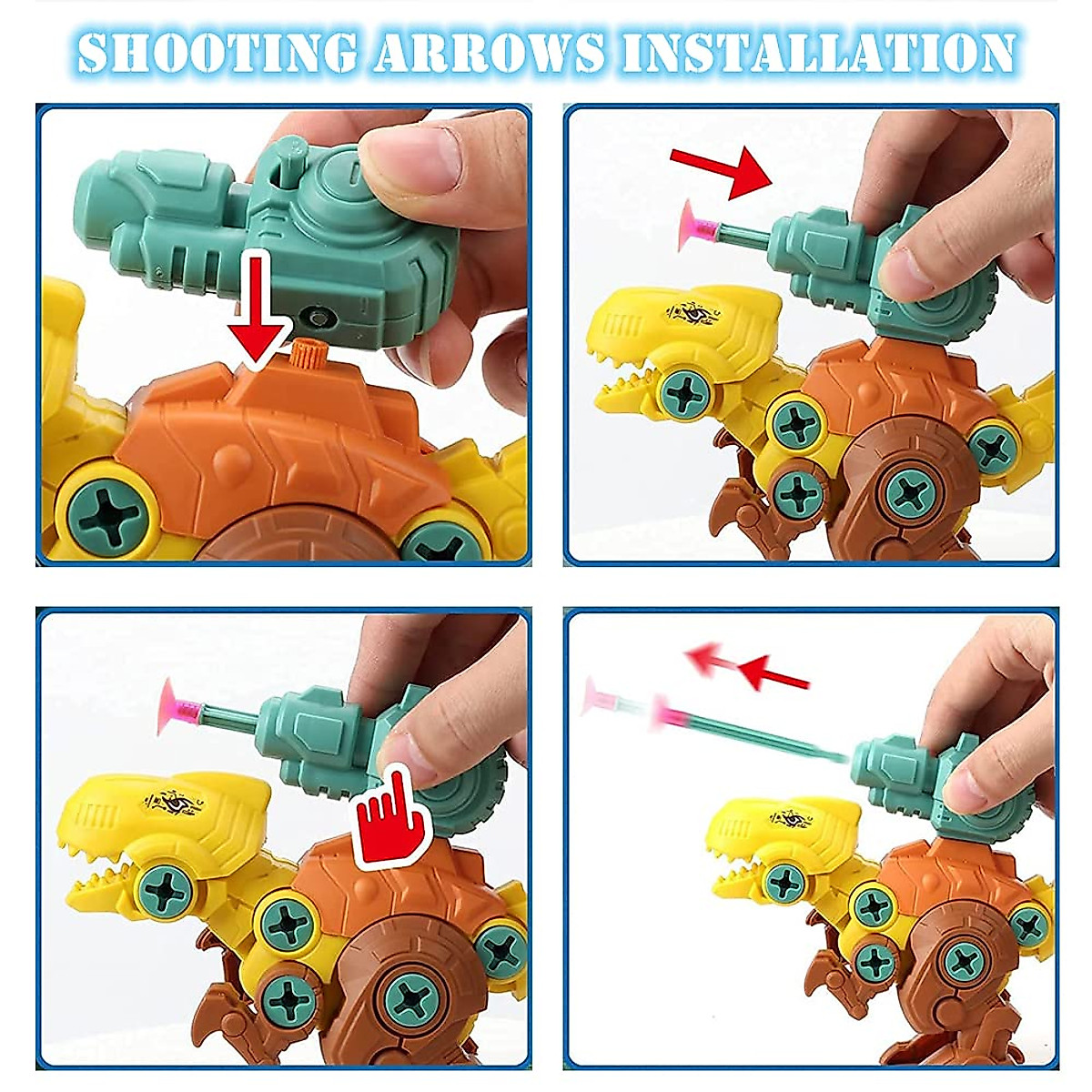 Defrko 3 Pack Take Apart Dinosaur Toys for Kids with Missile Fire, Shooting Dinos Toddler DIY Building Dinosaur Figures, Educational STEM Toys with Screwdrivers for Boys and Girls